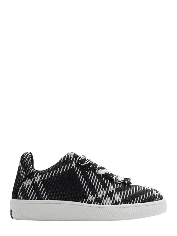 Burberry Knit Check Low-top Sneakers With Barbed Wire Detailing - Black