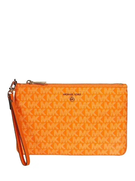 Michael Kors Monogram Leather Clutch Bag - Orange