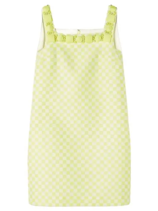 Versace Embellished Check-pattern Square Neck Dress - Yellow