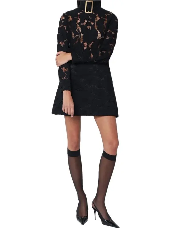 PATOU Lace Buckle Mini Dress - Black