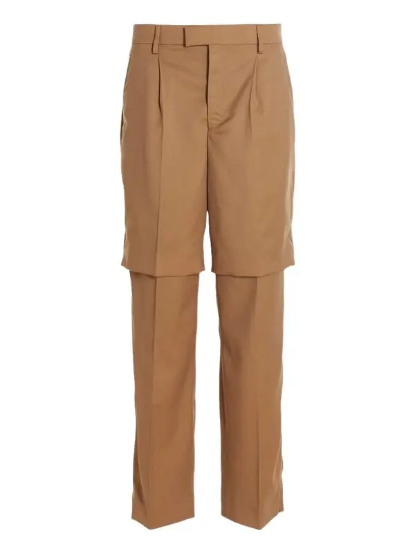 VTMNTS Pleated Casual Pants With Ankle Zipper - Brown
