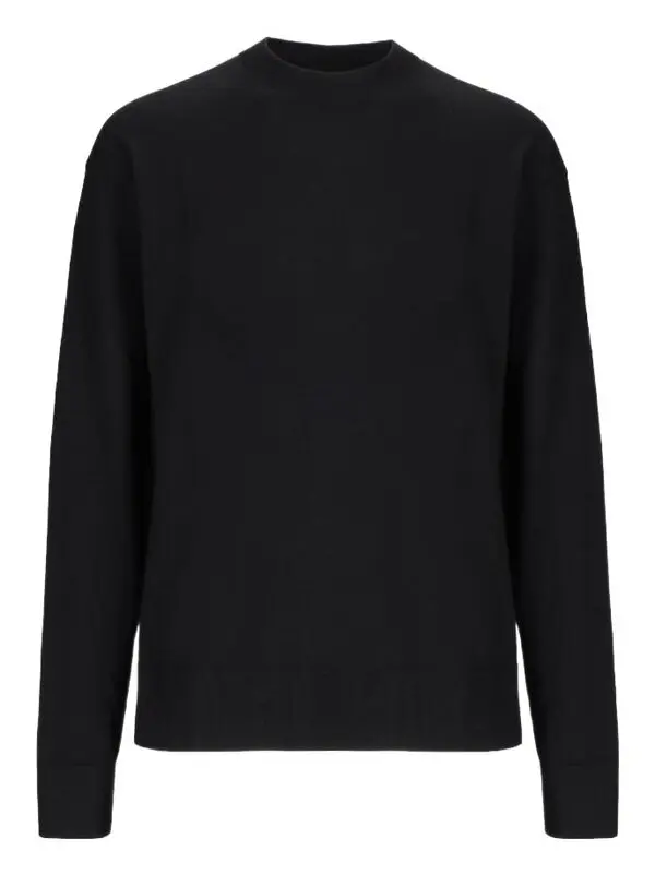 LANEUS Ribbed-knit Crewneck Sweater - Black