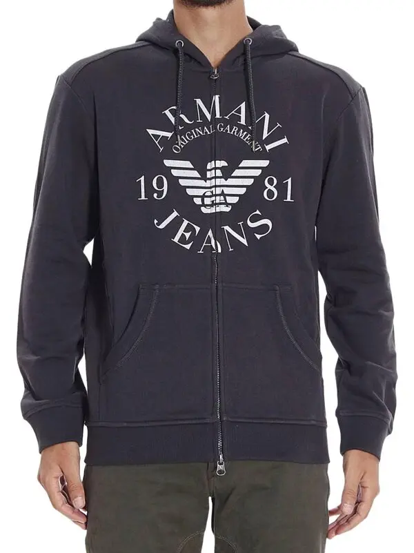 Emporio Armani Hooded Long-sleeved Casual Jacket - Black