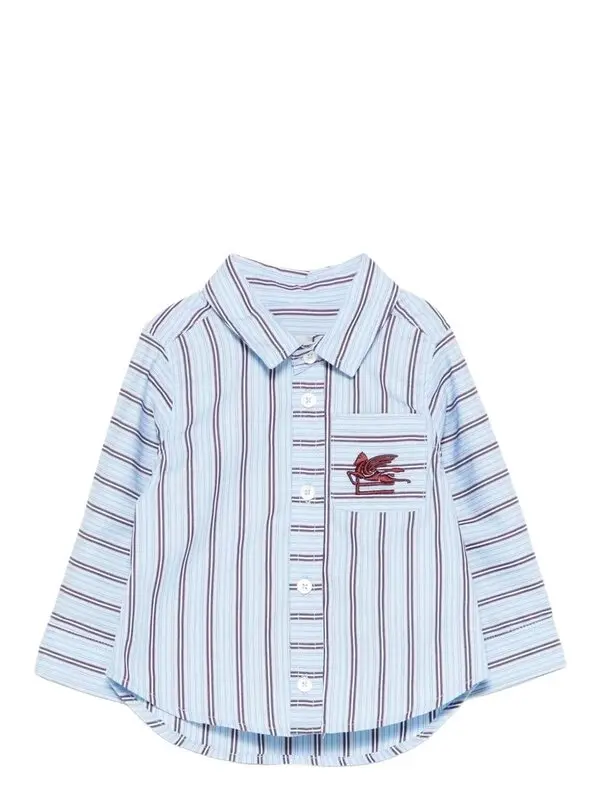 Etro Pegaso Striped Embroidered Shirt - Blue