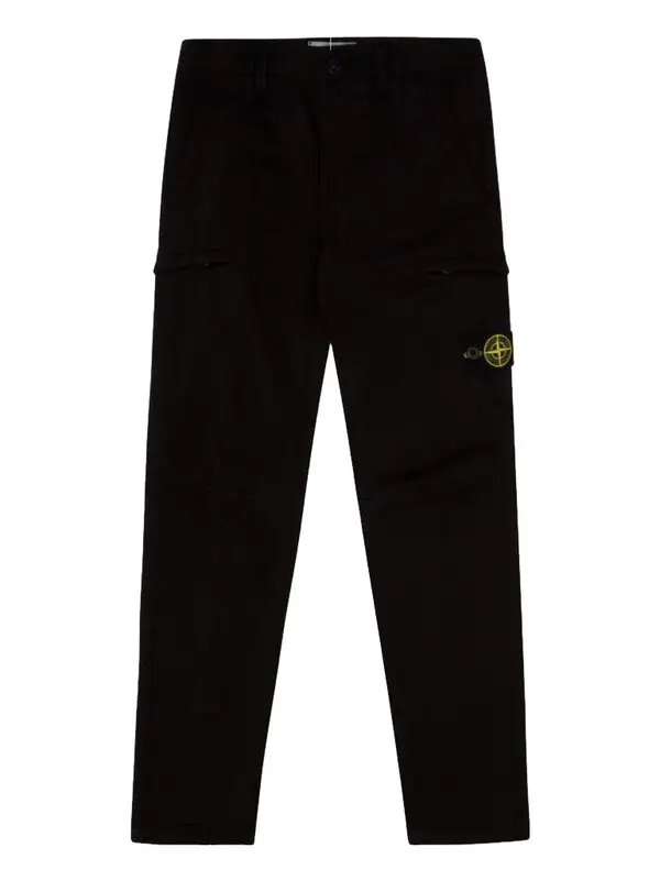 Stone Island Logo Patch Cargo Trousers - Black