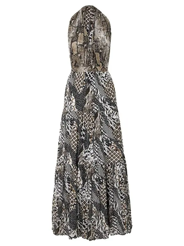 Diane Von Furstenberg V-neck Maxi Dress With Mixed Prints - Black