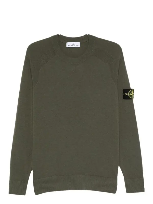 Stone Island Raglan Sleeve Wool Sweater - Military Green