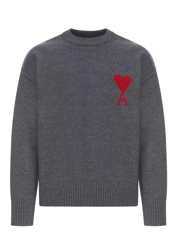 Ami Heart Intarsia Sweater - Black