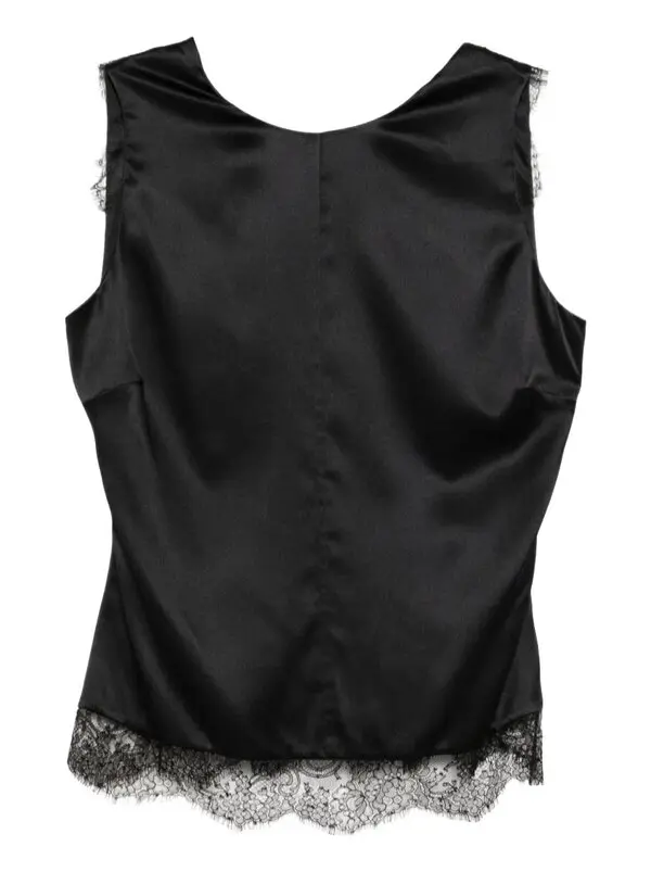 TOM FORD Lace-trimmed Satin Sleeveless Top - Black