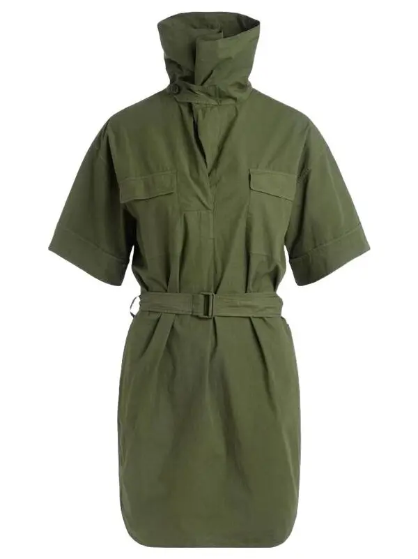 Kenzo High-neck Belted Dress - Green
