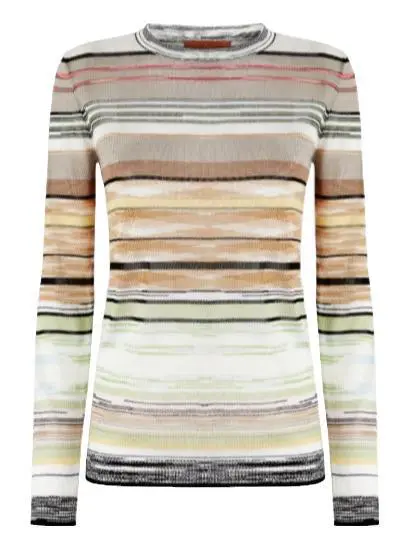 Missoni Striped Flame Crewneck Jumper - Green Brown