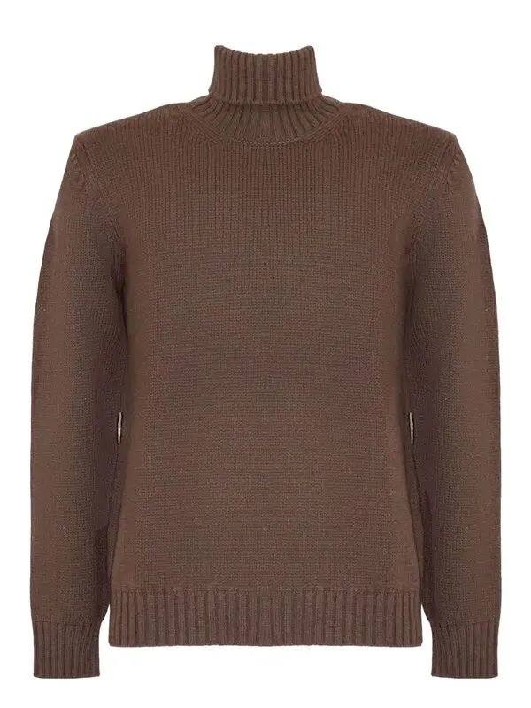 Eleventy Ribbed Turtleneck Knitwear - Brown