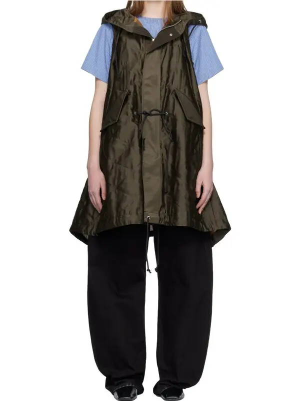 Sacai Quilted Hooded Vest - Khaki