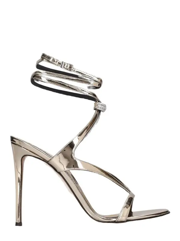 Alexandre Vauthier Metallic Spiral Ankle Strap Sandals - Nude