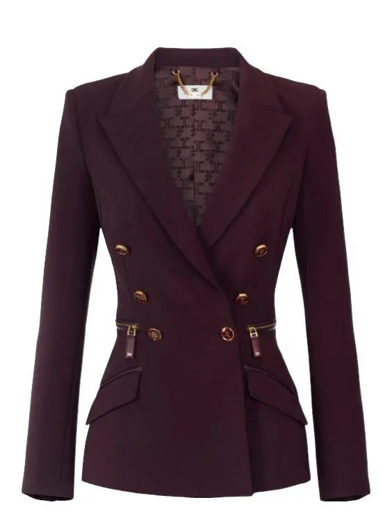 Elisabetta Franchi Double Breasted Tailored Blazer - Merlot