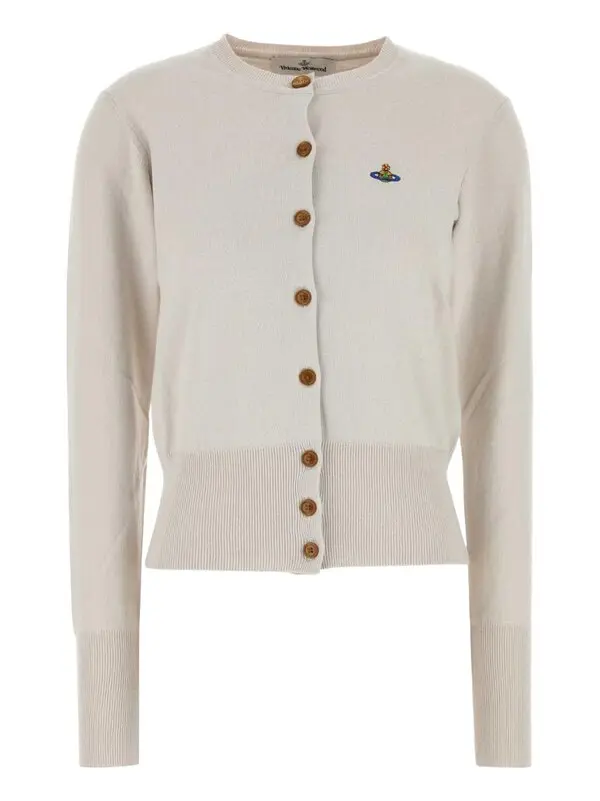 VIVIENNE WESTWOOD Orb Embroidered Knit Cardigan - Nude