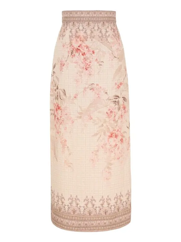 Zimmermann Illuminate Pencil Midi Skirt - Nude