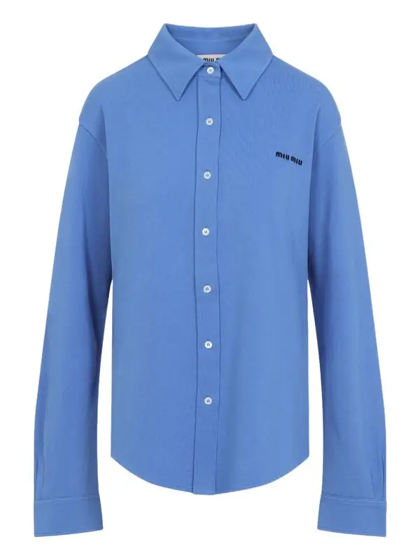 Miu Miu Cotton Piqué Shirt - Blue