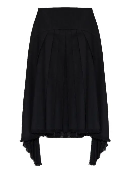 JIL SANDER Asymmetrical Pleated Midi Skirt - Black