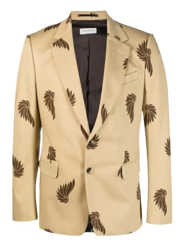 Dries Van Noten Long Sleeved Printed Coat - Nude