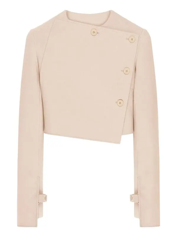 COURREGES Cropped Double-breasted Jacket With Embroidered Ac Logo - Nude