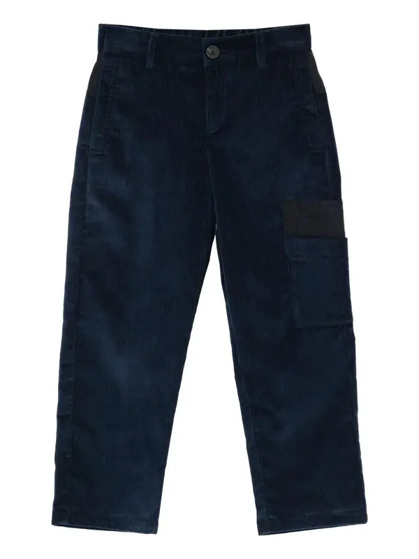 Fendi Logo Embroidered Corduroy Trousers - Black