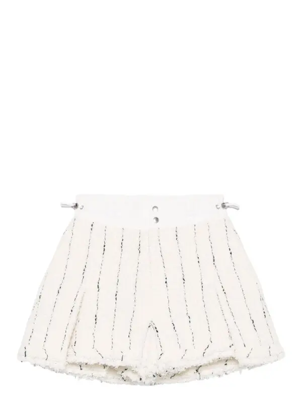 Sacai Tweed Shorts With Vertical Stripes - White