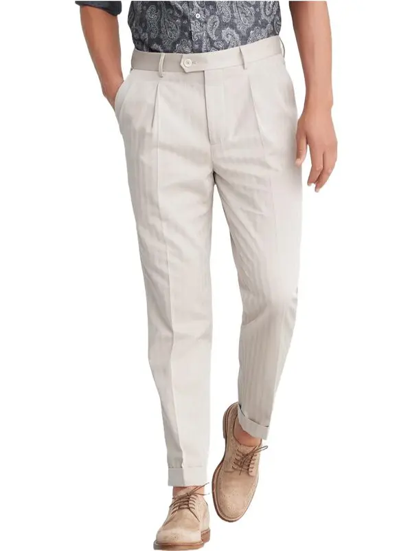 Brunello Cucinelli Striped Tailored Trousers - White