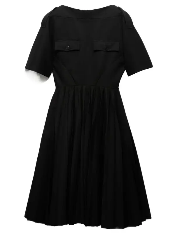 Prada Short-sleeved Boat Neck Midi Dress - Black