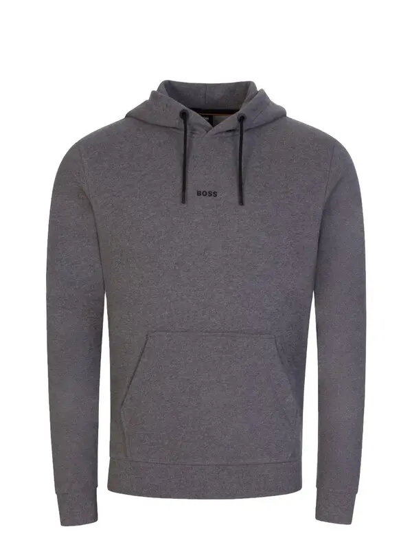 Hugo Boss Logo Print Cotton Hoodie - Black