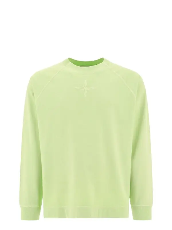 Stone Island Crewneck Sweatshirt With Embroidered Logo - Light Green