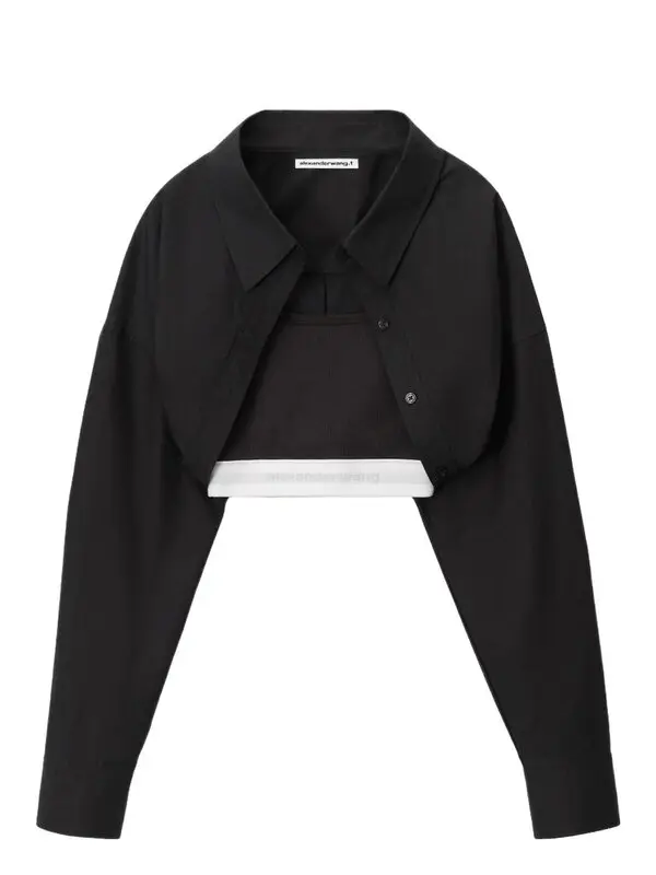 Alexander Wang Cropped Layered Shirt - Black