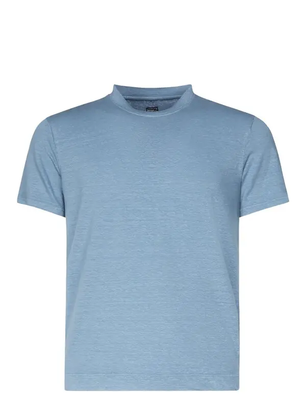 Fedeli Flex Linen Crew Neck T-shirt - Blue