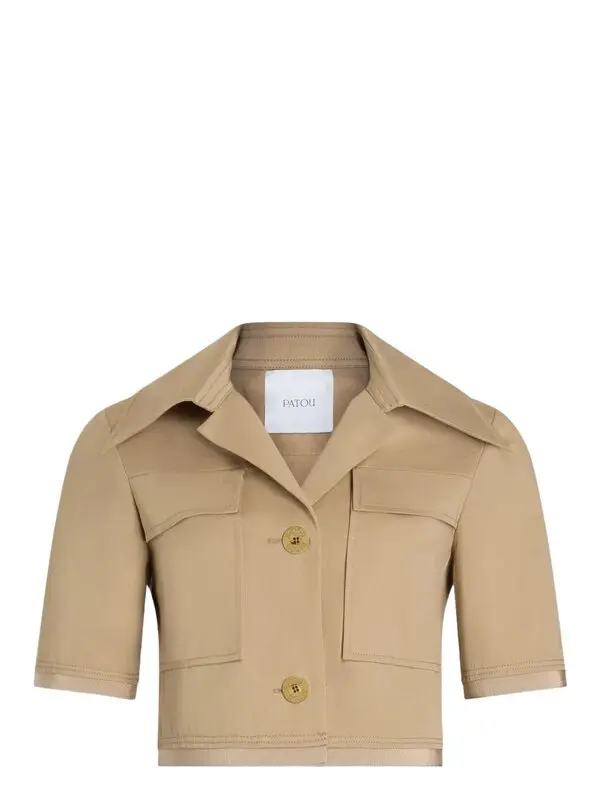 PATOU Cropped Jacket With Classic Collar And Chest Pockets - Nude