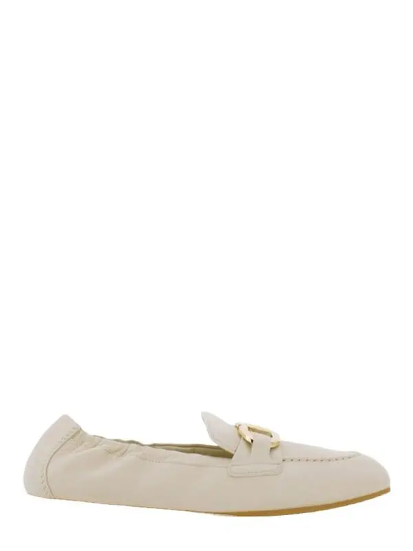 FERRAGAMO Stretch Loafers With Gancio Trim - White