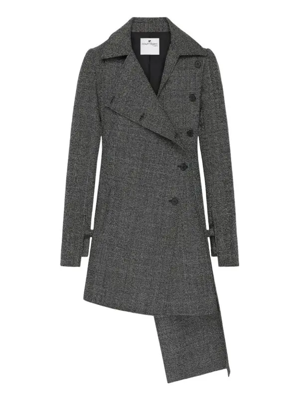 COURREGES Asymmetrical Wool Coat - Black