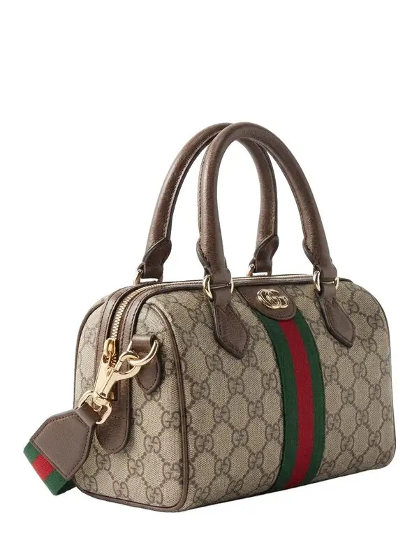 Gucci Ophidia Small Boston Bag - Beige And Dark Brown