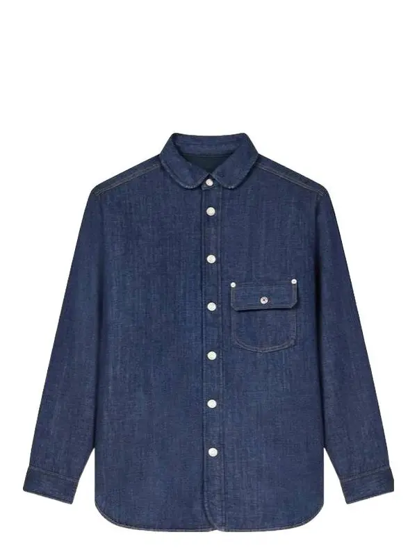Kenzo Padded Overshirt In Japanese Denim - Blue