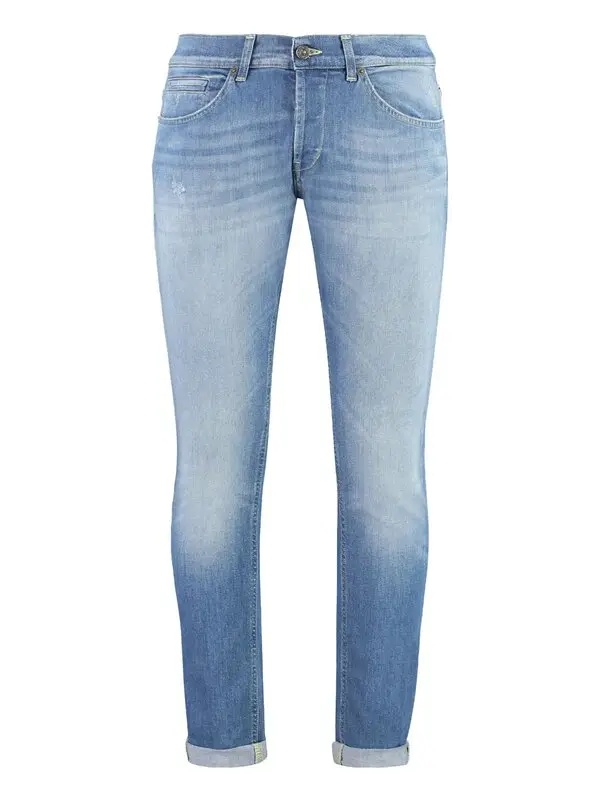 DONDUP Denim Trousers With Belt Loops - Blue