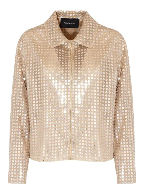 Fabiana Filippi Sequined Zip-up Jacket - Nude