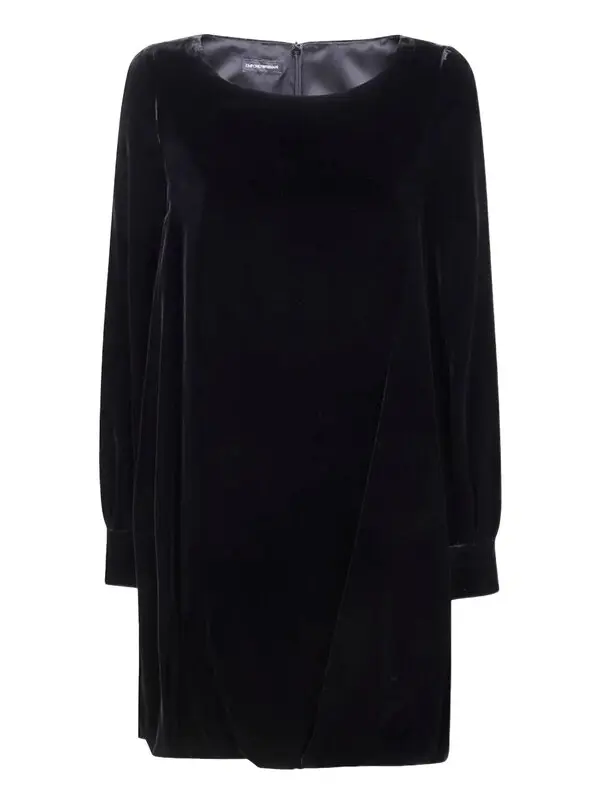 Emporio Armani Long Sleeve Crepe Dress - Black