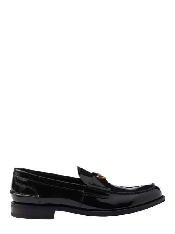 Prada Brushed Leather Loafers - Black