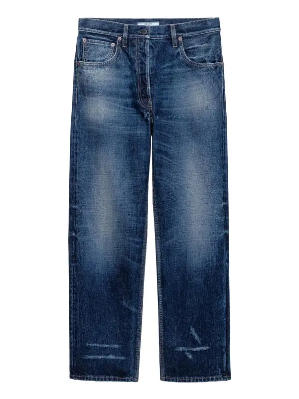 Prada Distressed Straight-leg Jeans - Blue