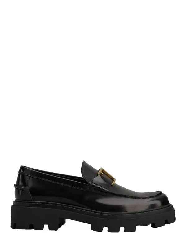 TOD'S Timeless Logo Plaque Loafers - Black