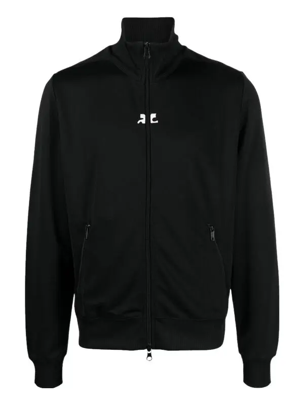 COURREGES High Neck Zip-up Long Sleeve Jacket - Black