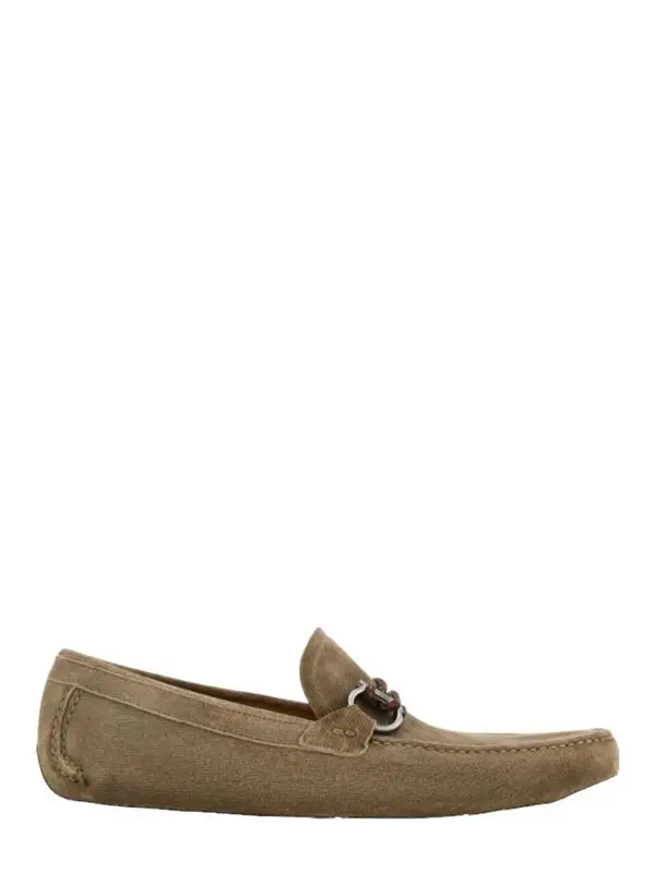 FERRAGAMO Gancini Driver Loafer - Safari Green/brown