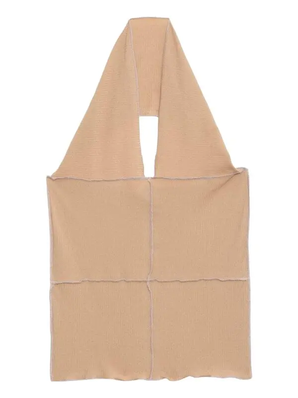 BASERANGE Halter Neck Ribbed Top With Open Back - Nude