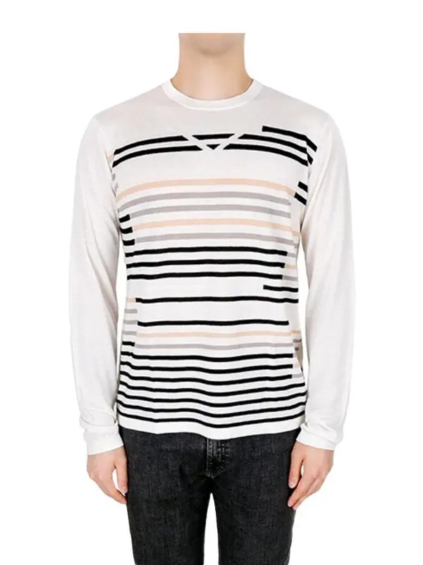 Emporio Armani Striped Pullover Sweater - White