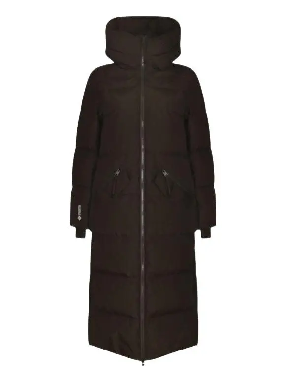 Woolrich Longline Hooded Down Jacket With Storm Cuffs And Flap Pockets - Black