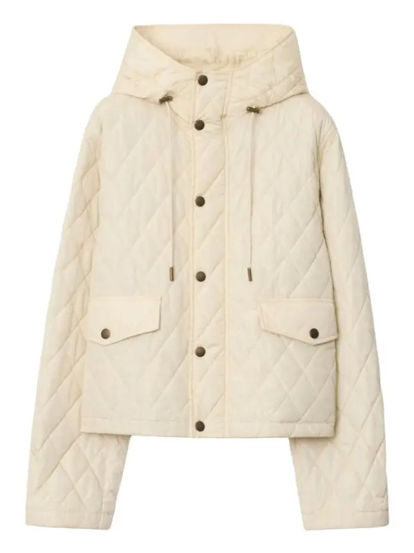 Burberry Cropped Quilted Hooded Jacket - Nutmeg